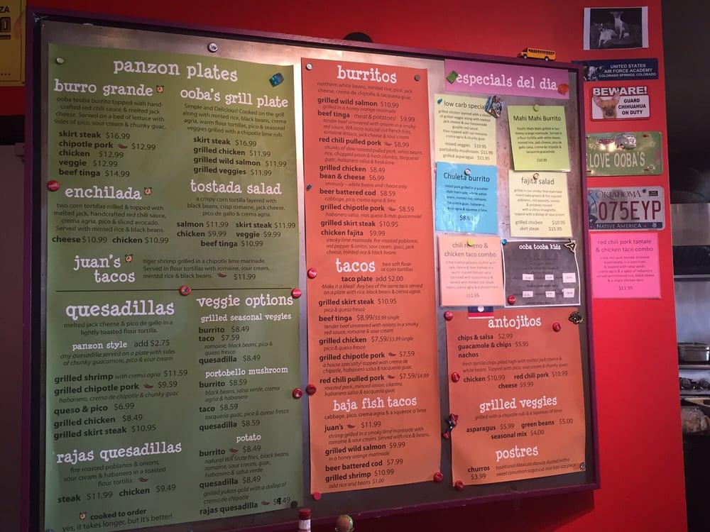 Menu at Ooba Tooba restaurant, Redmond, NE 83rd St