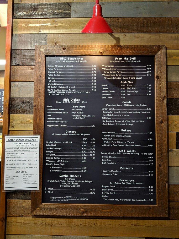 Menu at Ray's BBQ, Moore