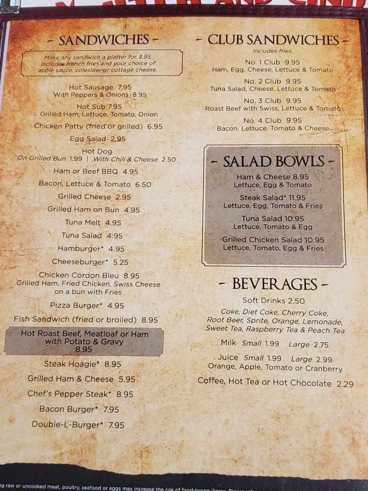Menu at Ryder's Restaurant, New Wilmington