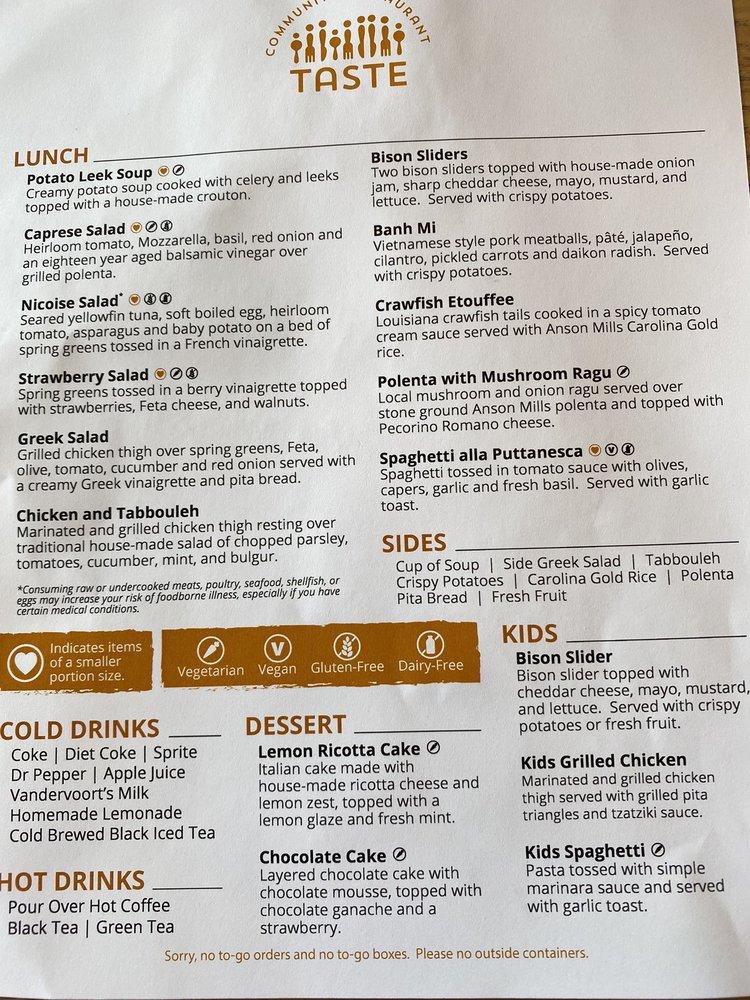 Menu at Taste Community Restaurant, Fort Worth