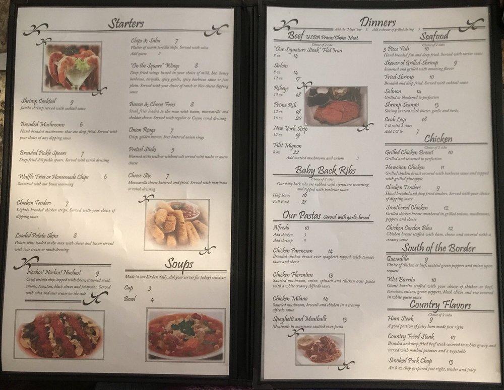 Menu at The Square steakhouse, Columbia City, 111 S Main St