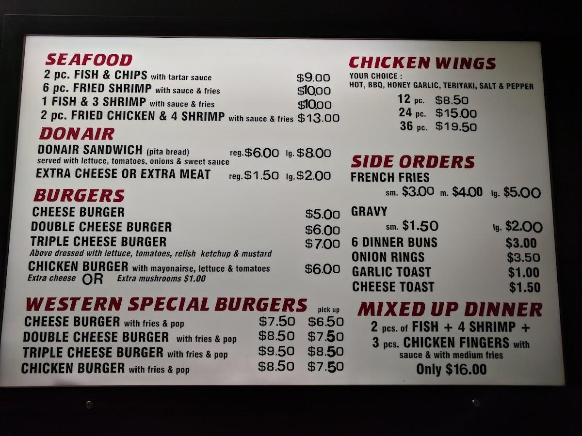 Menu at Western Style Chicken & Pizza pizzeria, Calgary
