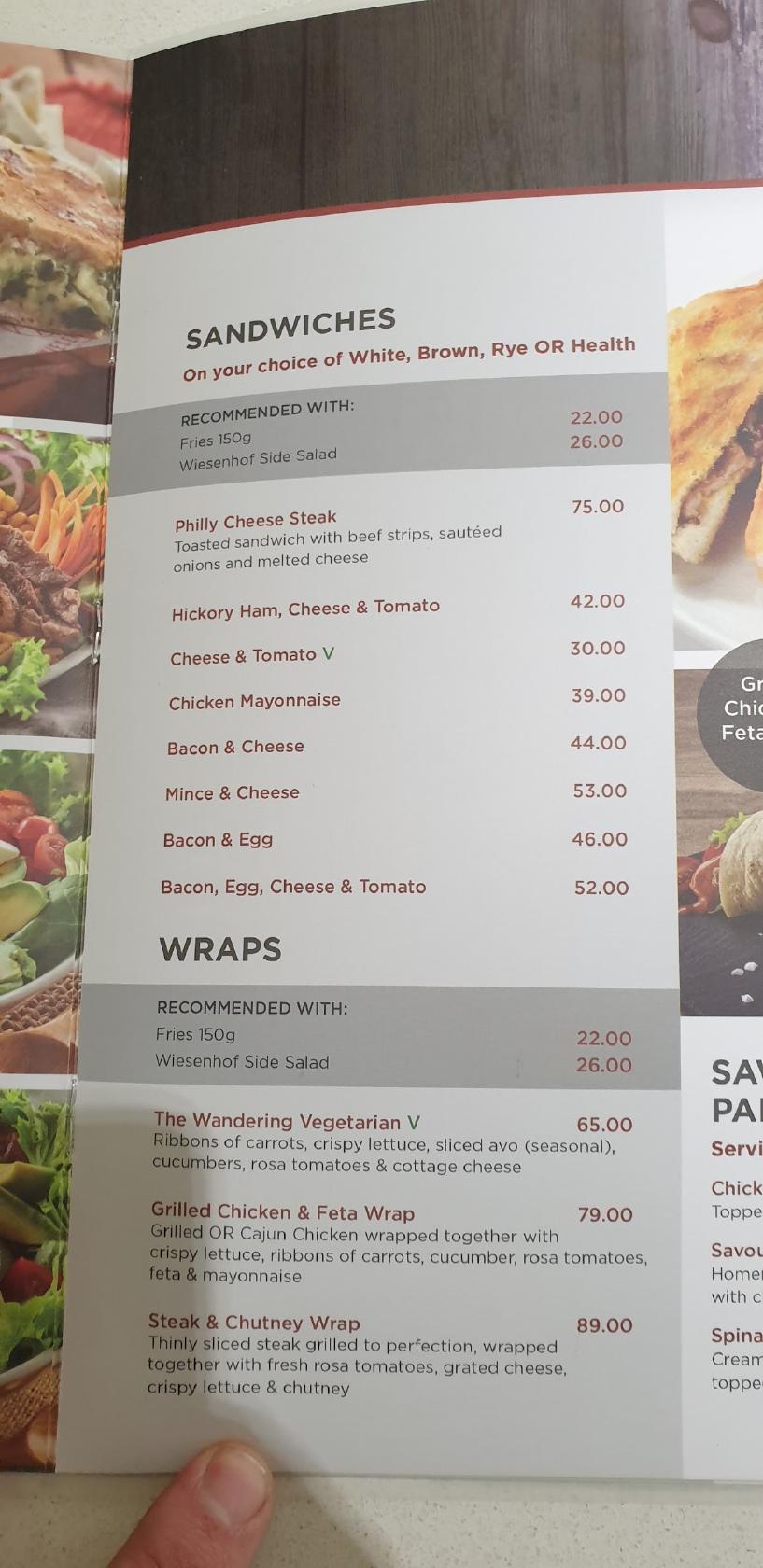 Speisekarte von Wiesenhof Restaurant and Coffee Shop, Pretoria, 696 5th Ave