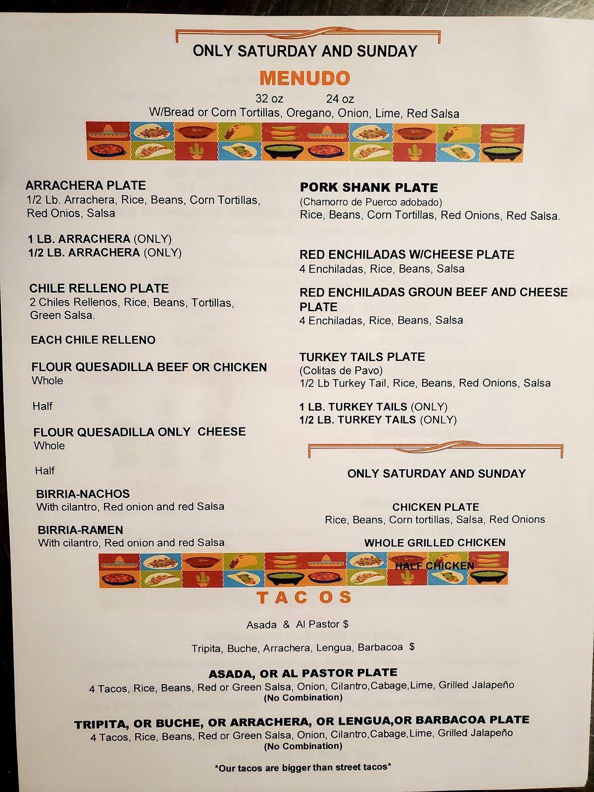 Menu at EL ASADOR DE TITO restaurant, Pampa