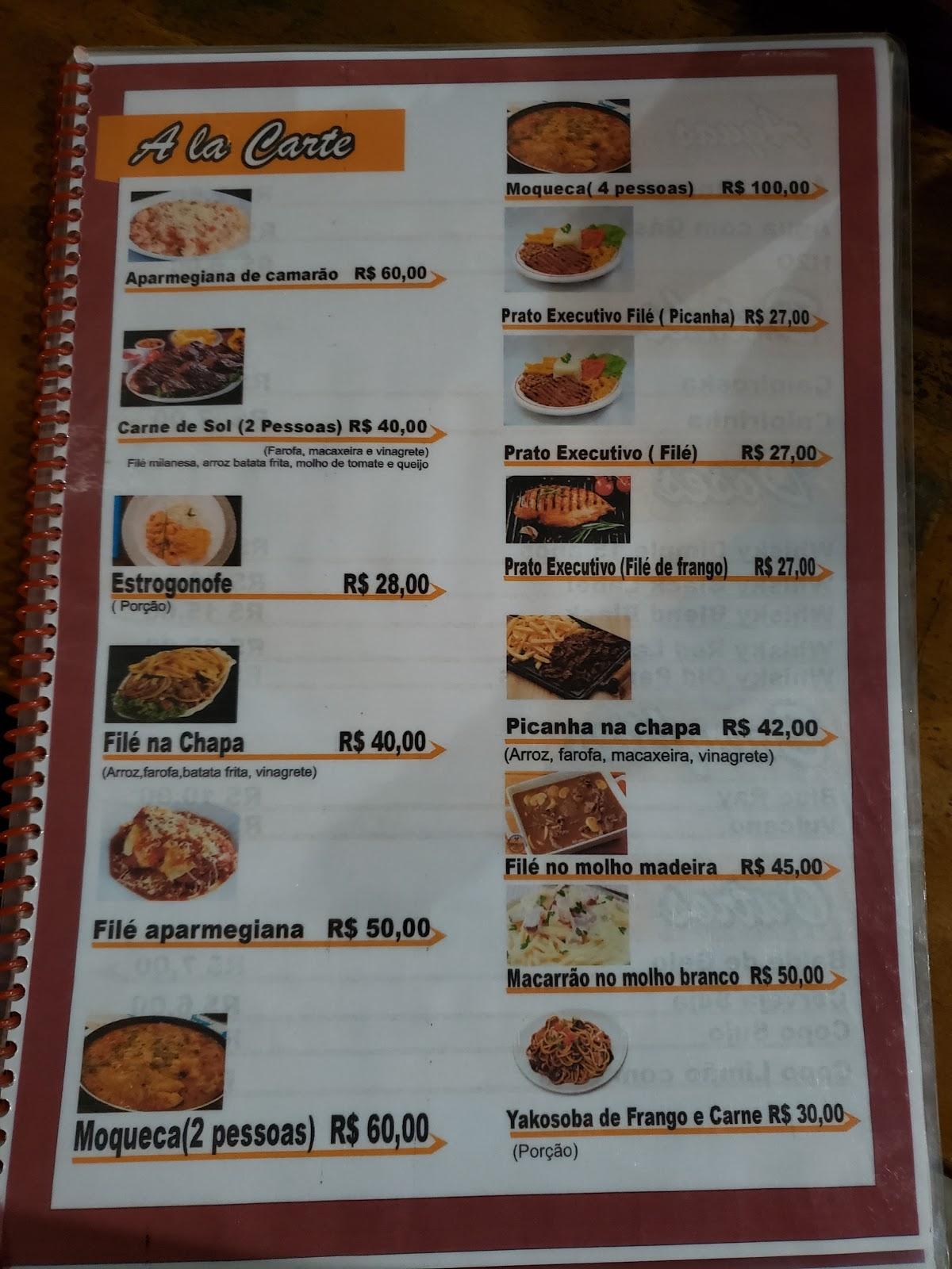 Menu at La' Brasa Hamburgueria restaurant, Brazil