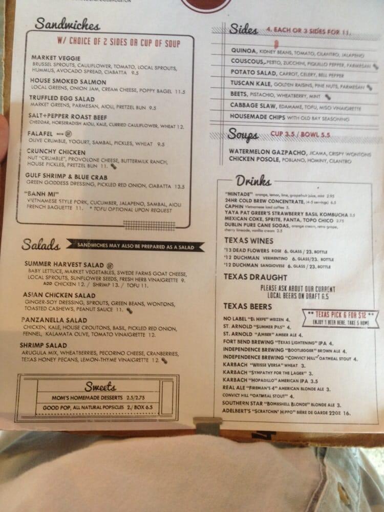 Menu at Local Foods - Rice Village restaurant, Houston