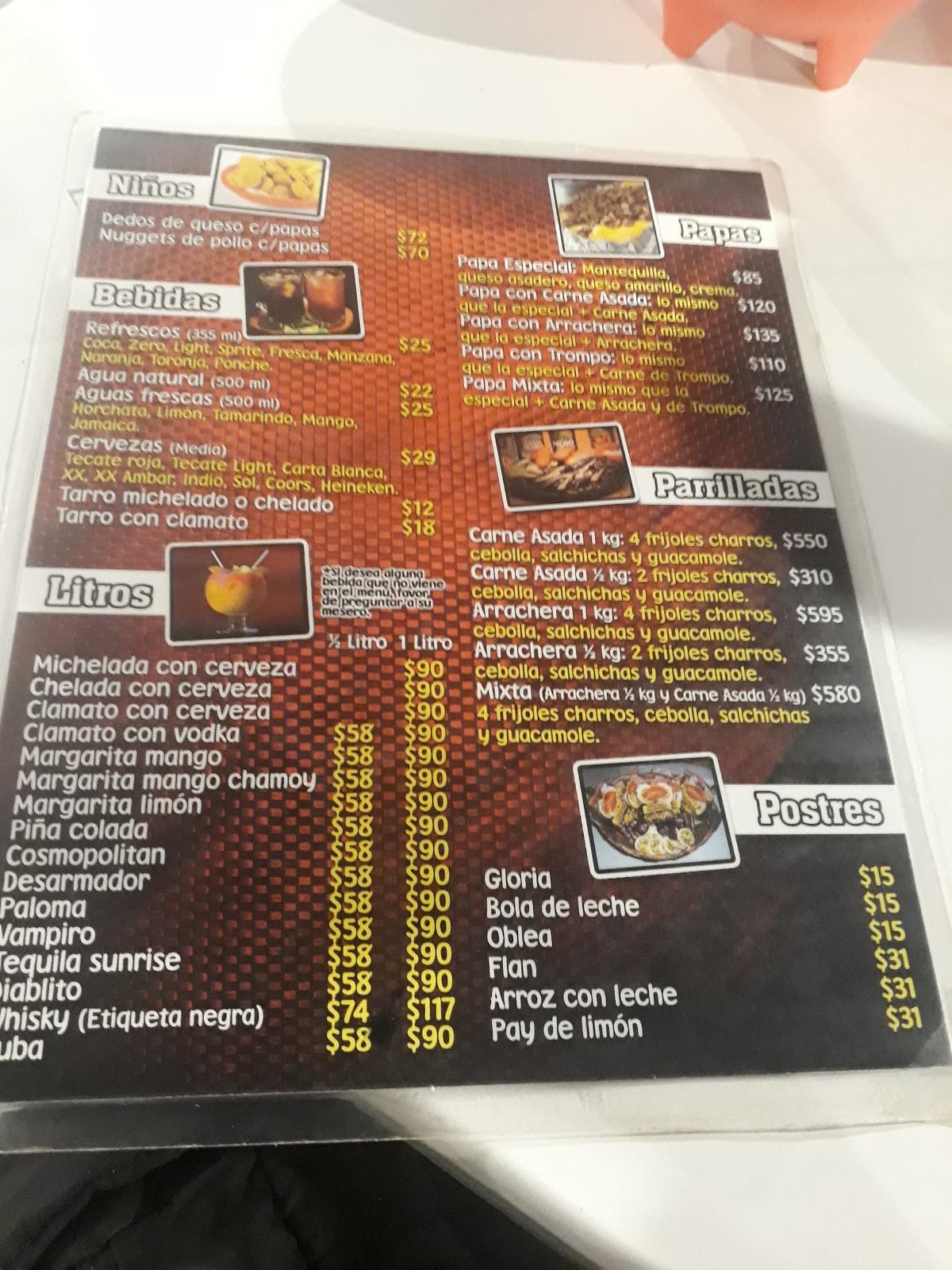 Carta de Los Tacos Parrillada, San Nicolás de los Garza