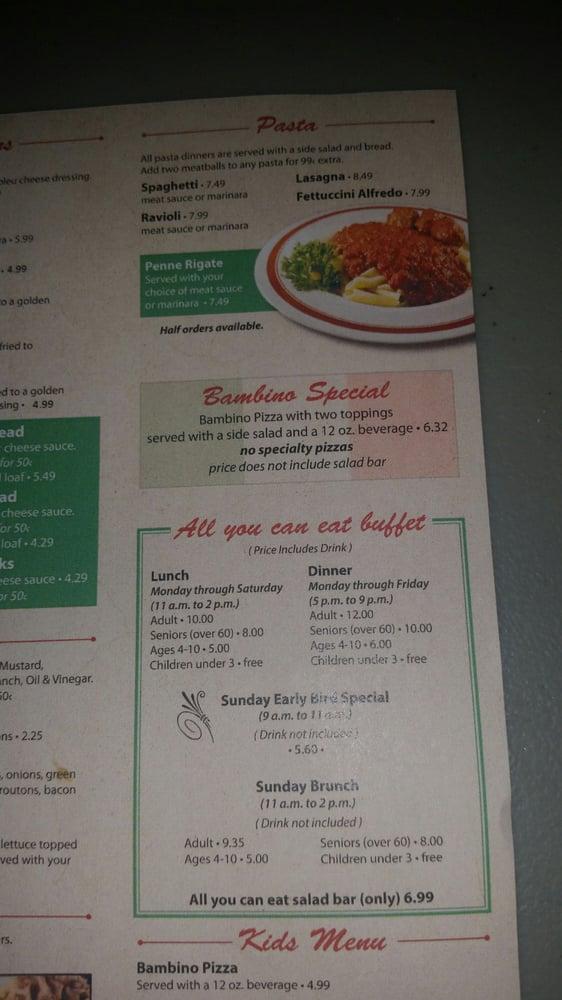 Menu at Villa Pizza pizzeria, Mattoon, Western Ave