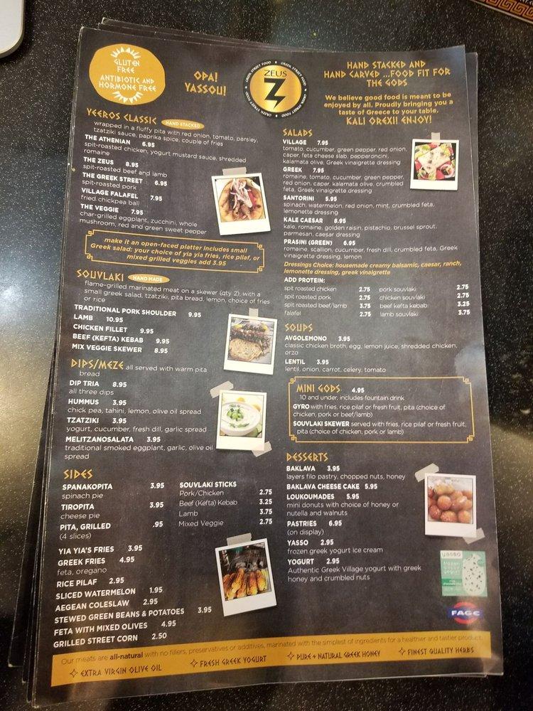 Carta del restaurante Zeus Greek Street Food, Atlanta