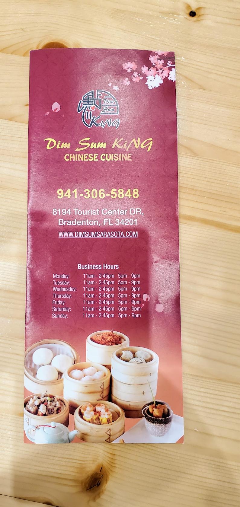 Menu at DimSum King restaurant, Sarasota, Tourist Center Dr