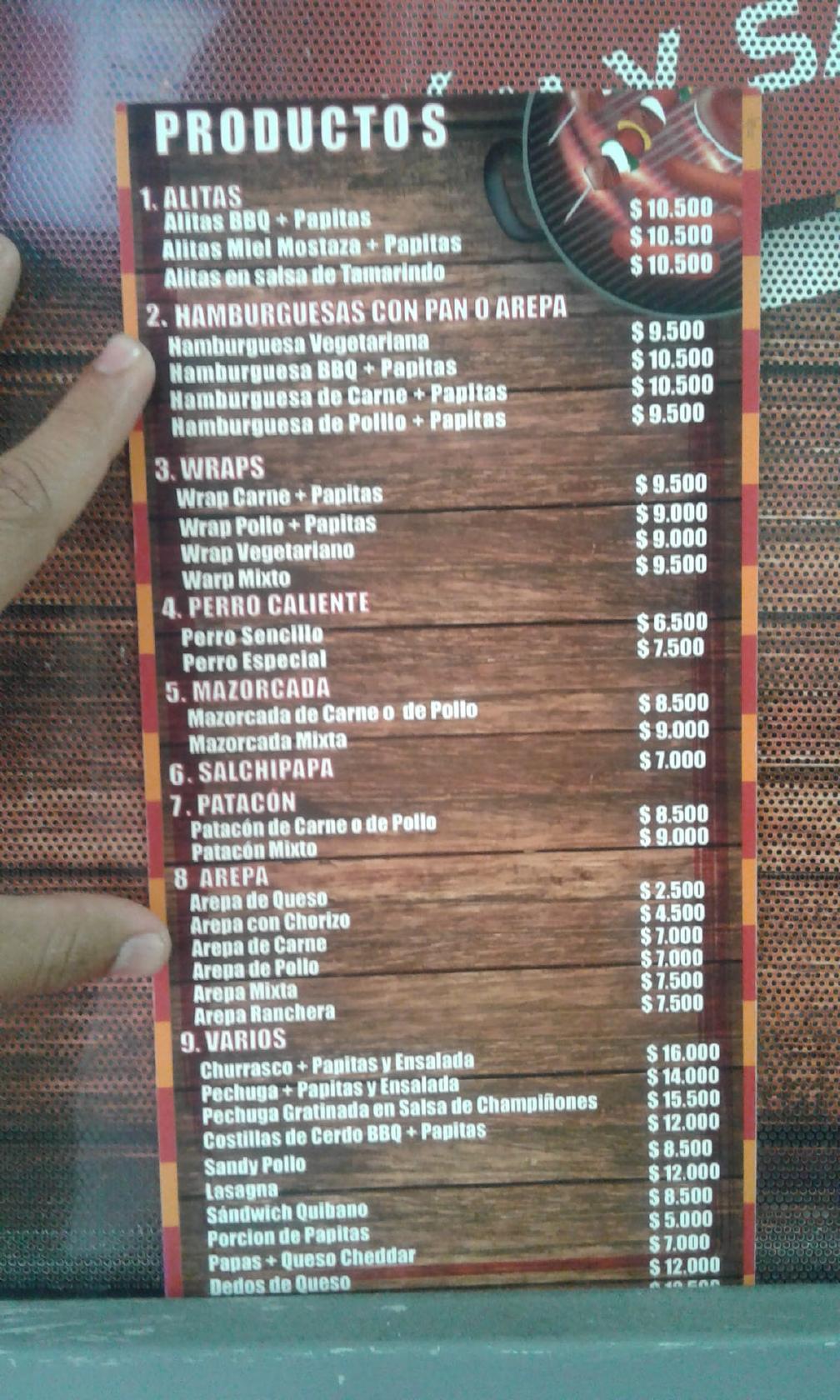 Menu at Donde Javi Sazón Y Sabor restaurant, Bogotá
