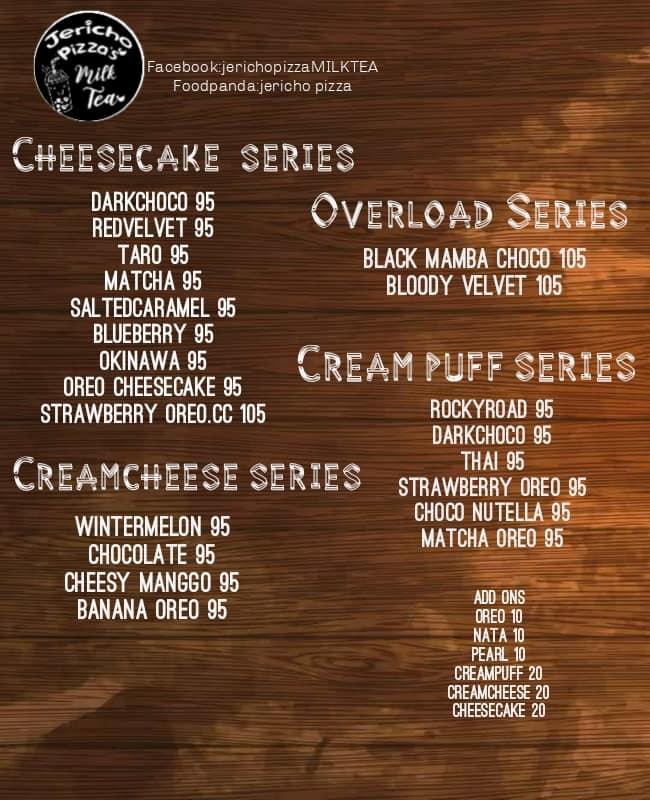 Menu at Jericho Pizza pizzeria, Valenzuela, que grande ugong