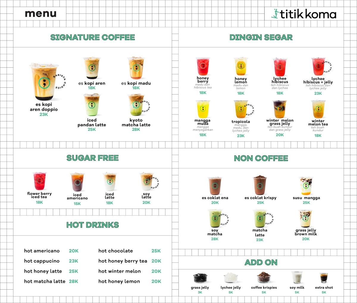 Menu at Titik Koma Sedap Malam, Surabaya