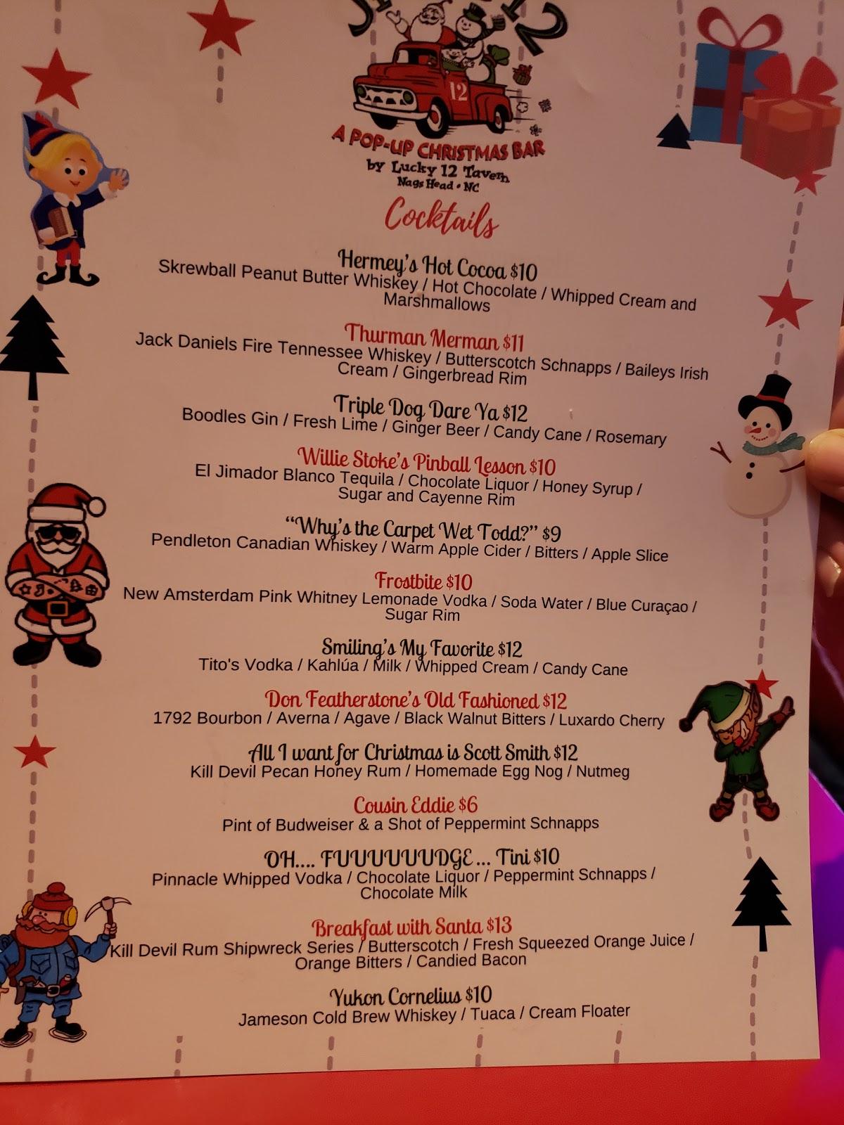 Menu at Lucky 12 Tavern pub & bar, Nags Head