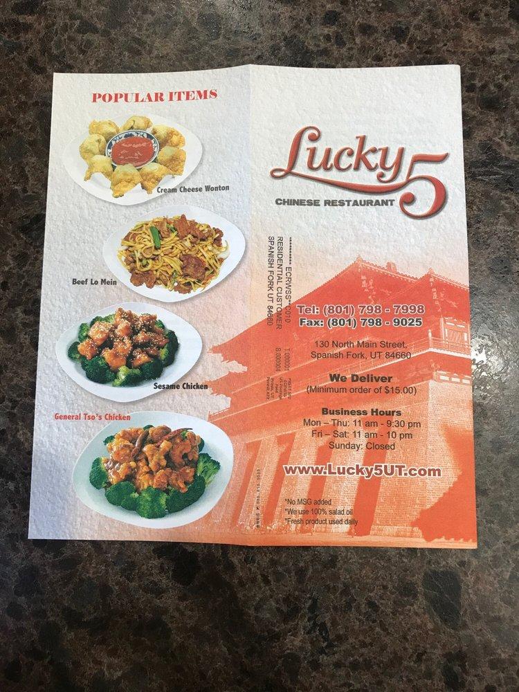 Menu at Lucky 5 Chinese Restaurant, Spanish Fork