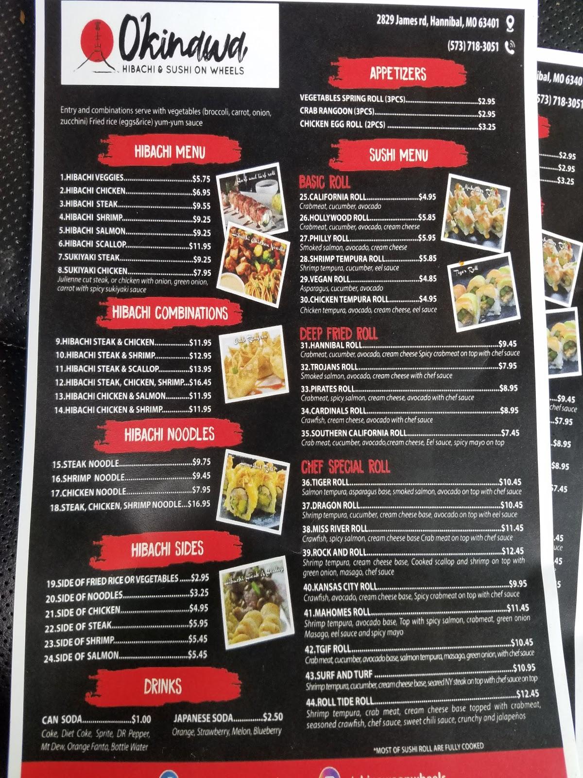 Menu at Okinawa Hibachi and Sushi Hannibal MO restaurant, Hannibal