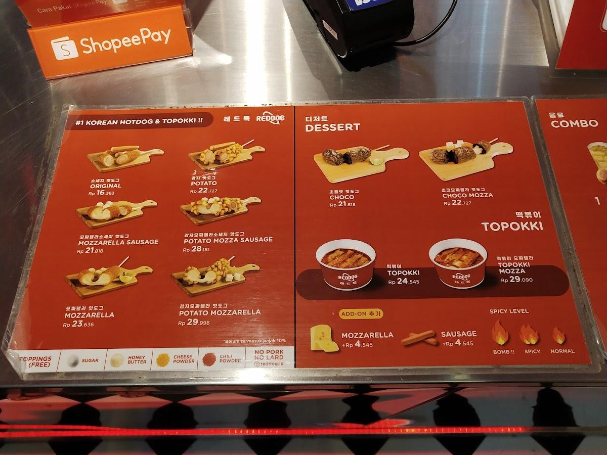 Carta del restaurante Reddog - Summarecon Mall Kelapa Gading, North Jakarta