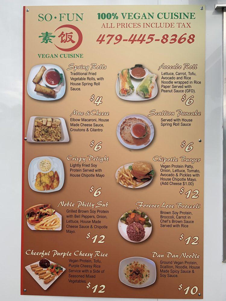 Menu at SO FUN Vegan Food Truck restaurant, Fayetteville