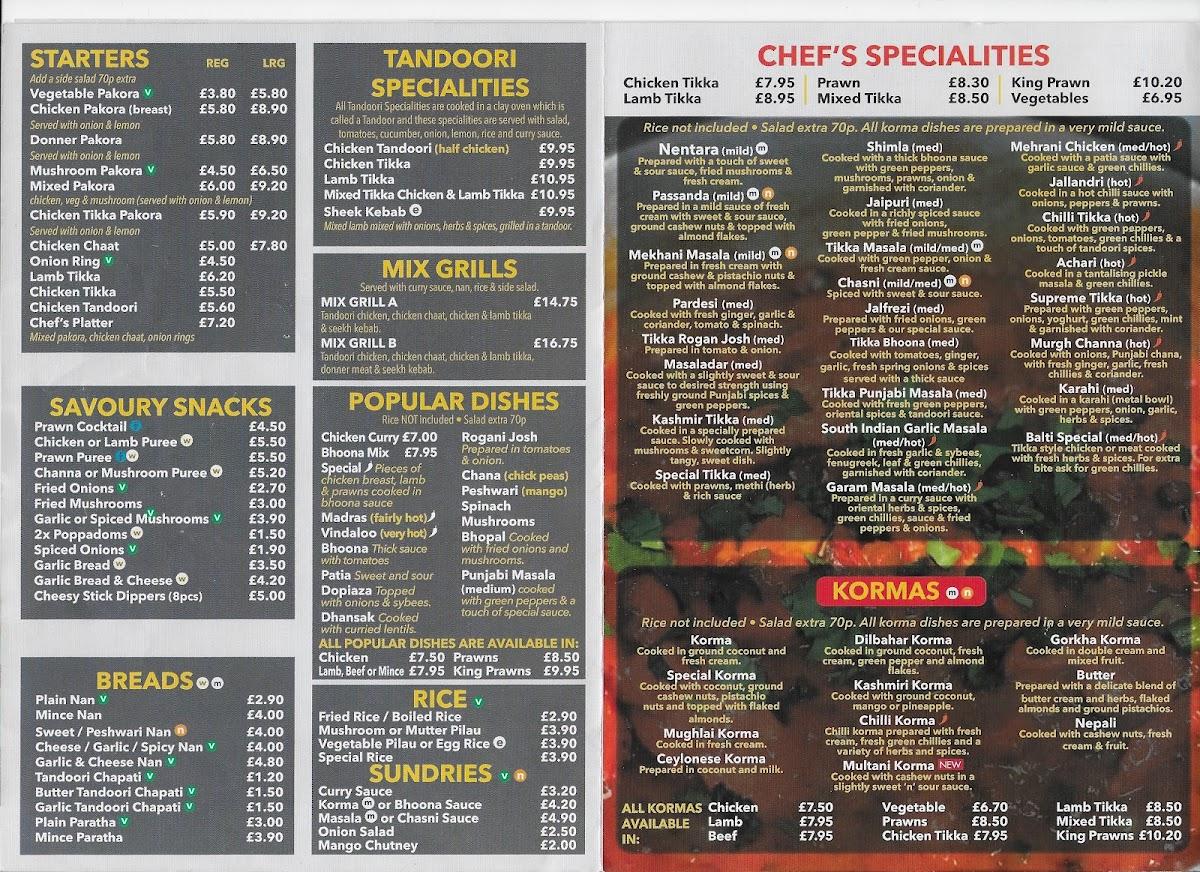 Menu at Spice Express Takeaway Cumbernauld pizzeria, Cumbernauld