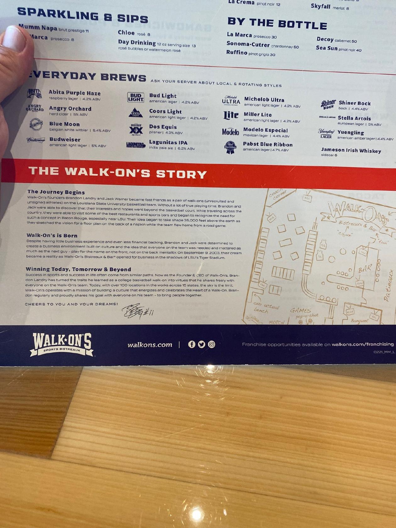 Menu at Walk-On's Sports Bistreaux - Viera Restaurant, Melbourne