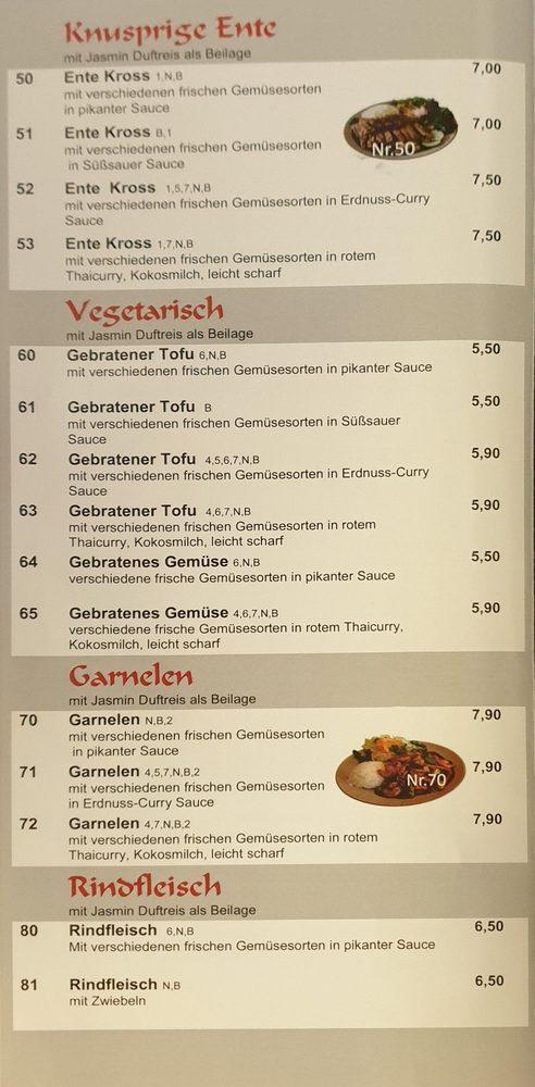 Menu at Asia Point, Osnabrück
