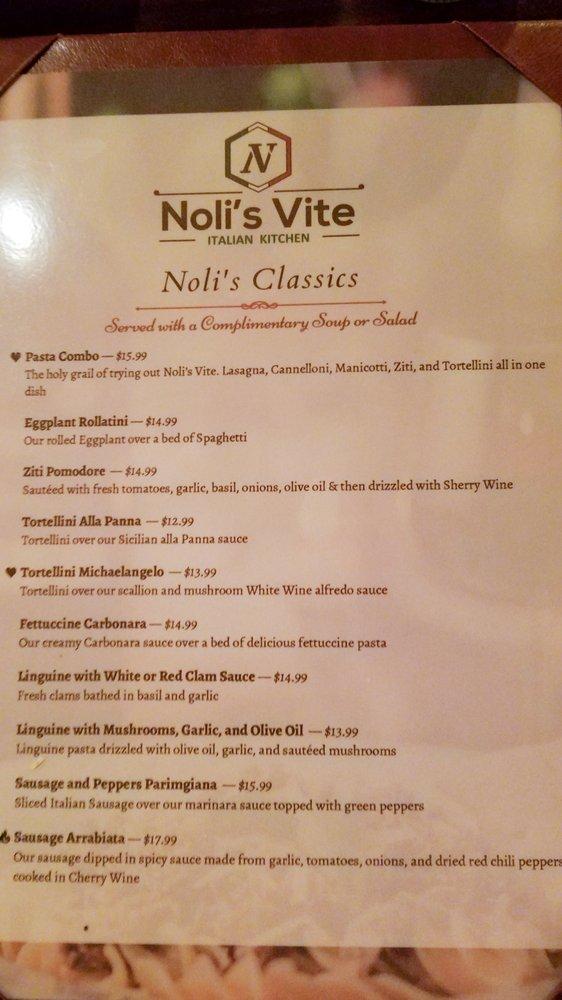 Menu at Noli's Vite pizzeria, New Braunfels