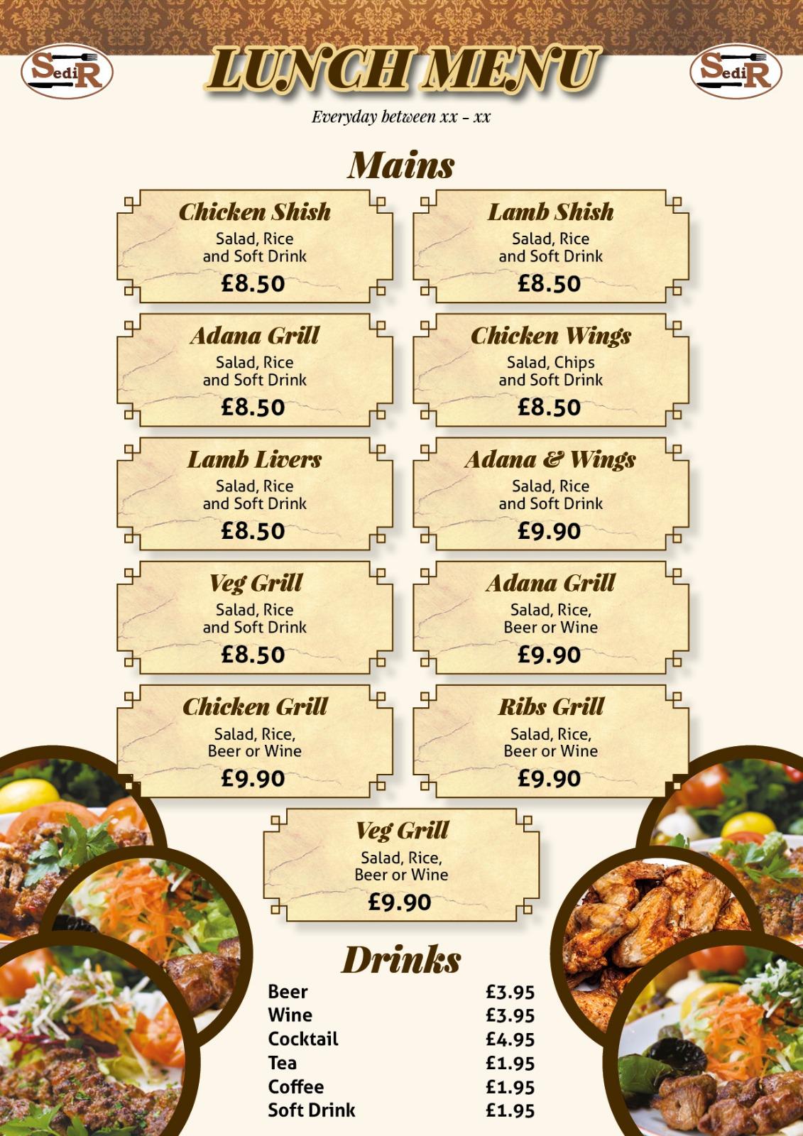 Menu at Sedir Restaurant, Dartford, 29-31 Lowfield St