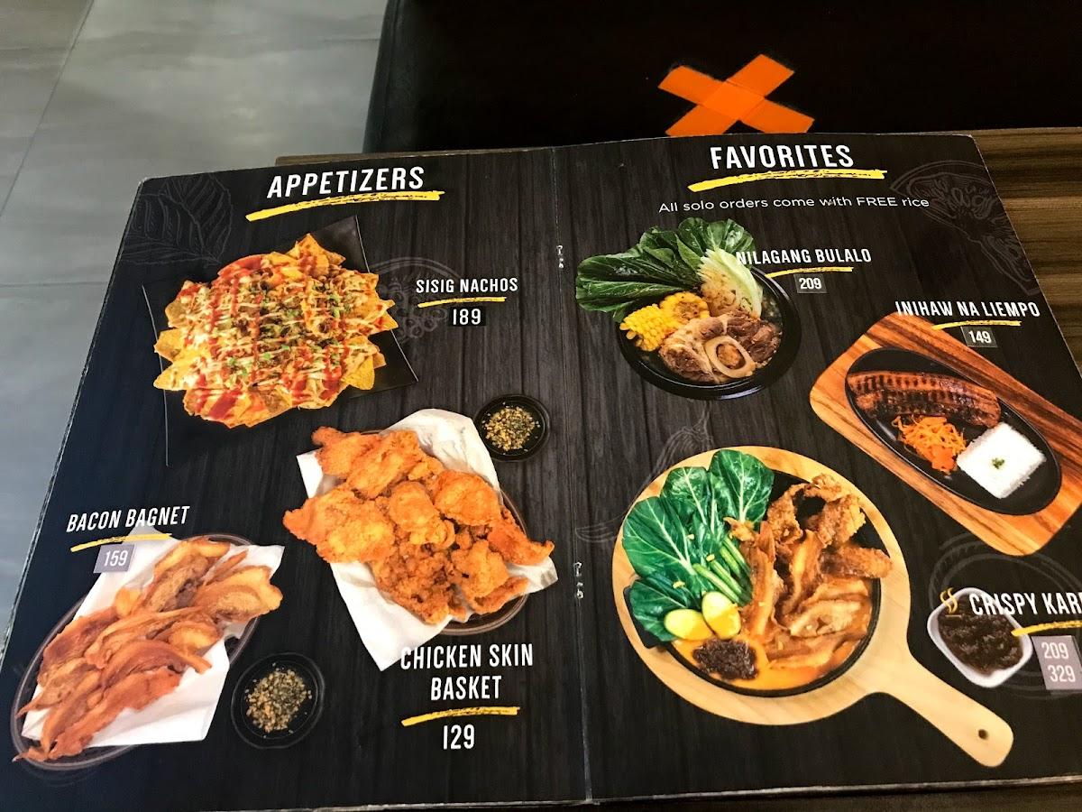 Menu at Sisig Society restaurant, Makati, Level 3