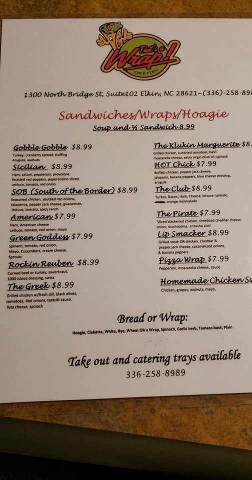 Menu at That's A Wrap restaurant, Elkin