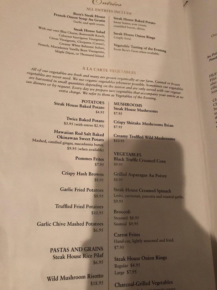 Menu at Bern's Steak House steakhouse, Tampa, 1208 S Howard Ave