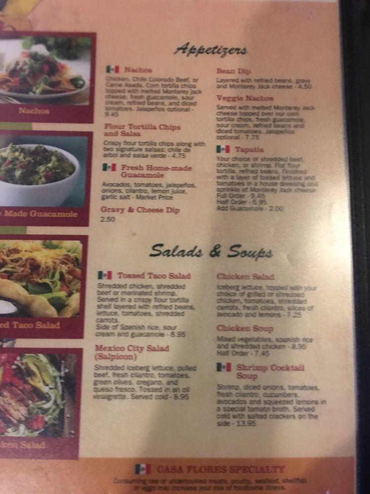 Menu at Casa Flores Restaurant, Stockton, E Hammer Ln # B