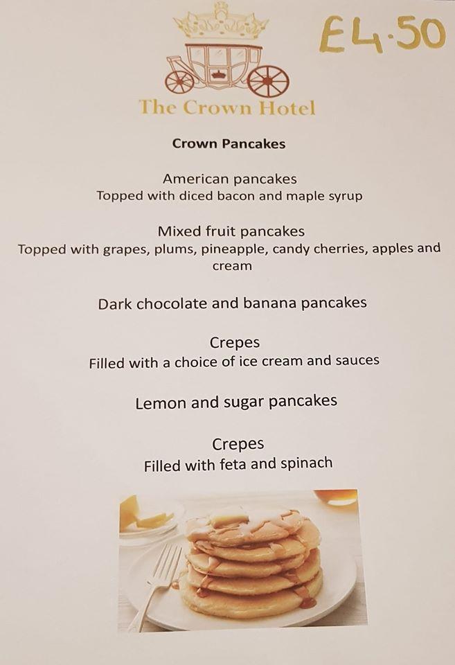 Menu at Crown Hotel pub & bar, Corwen