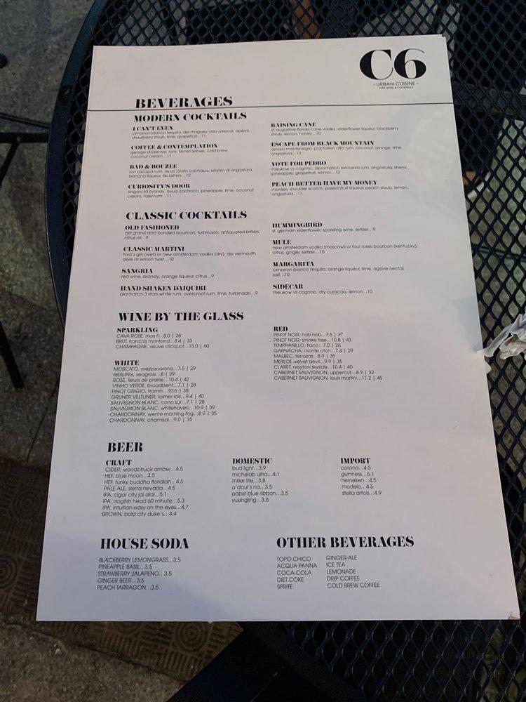 Menu at Forgotten Tonic pub & bar, St. Augustine