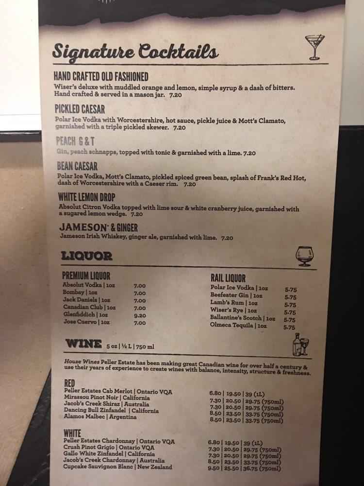 Carta del pub y bar Gabby's - Eglinton Ave E, Toronto, 383 Eglinton Ave E