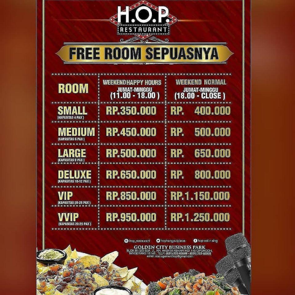 Menu at Hop Restaurant, Tangerang, Golden City Business Park Blok B1-B3A