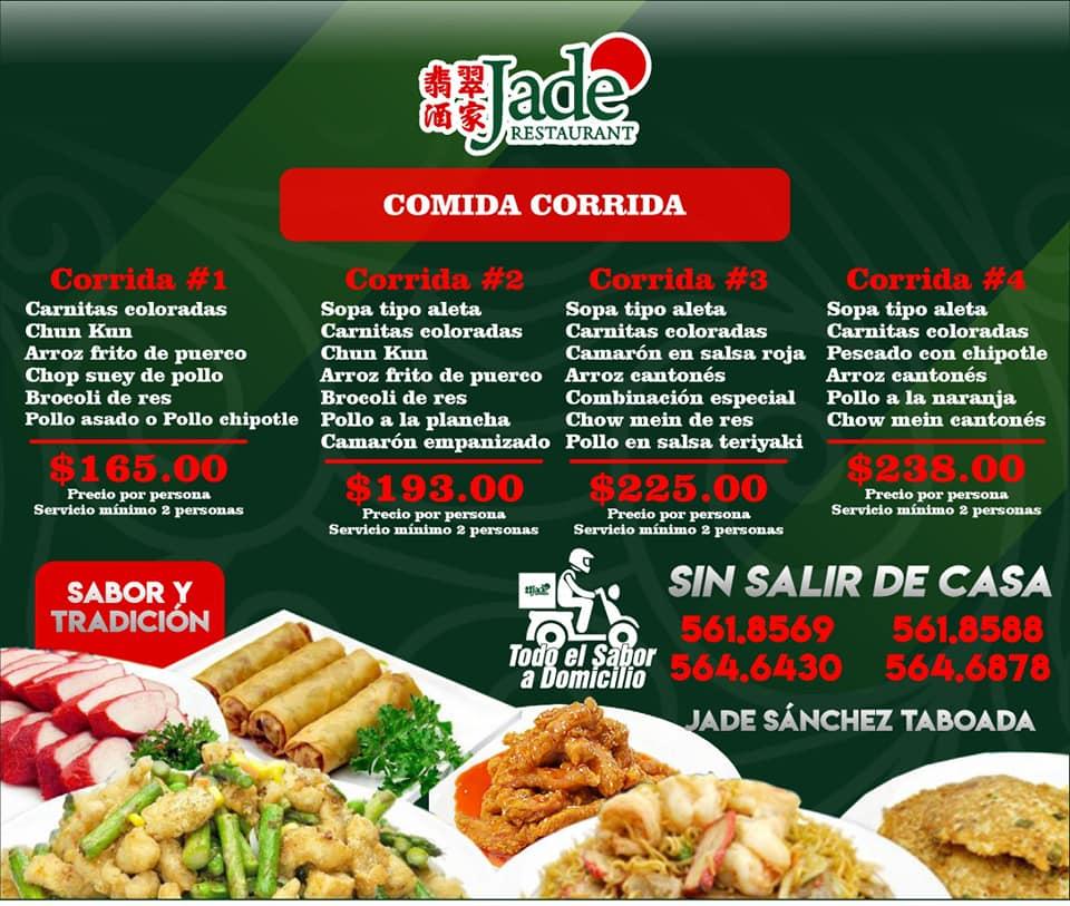 Menu at Jade restaurant, Mexico