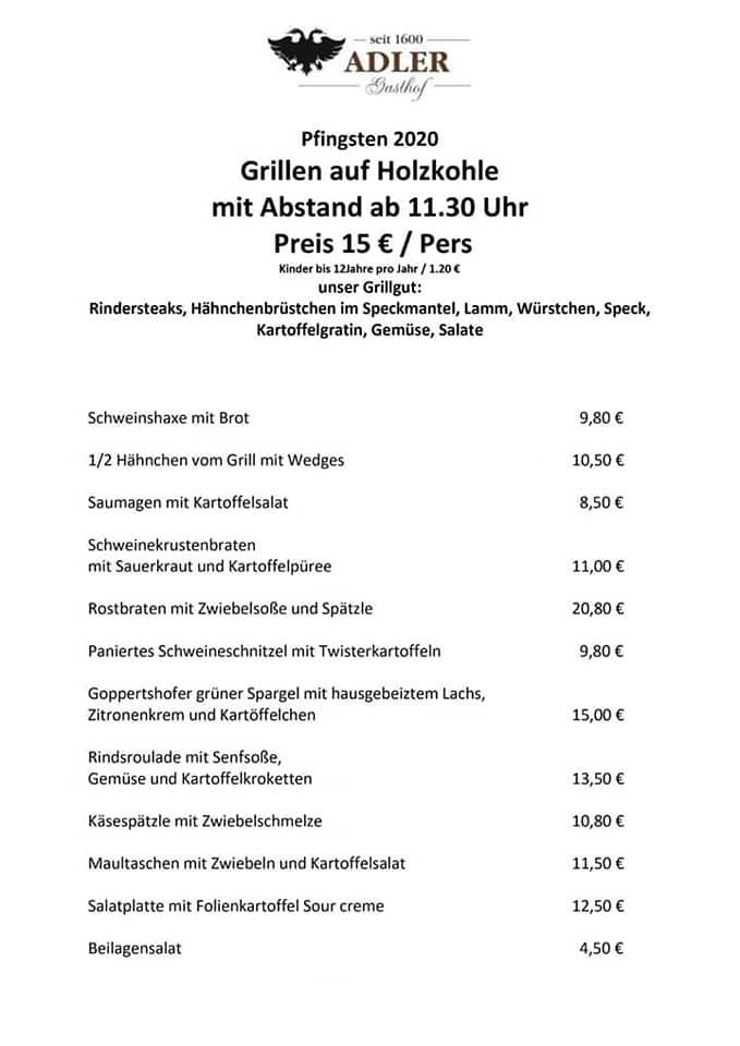Speisekarte von Adler restaurant, Ochsenhausen