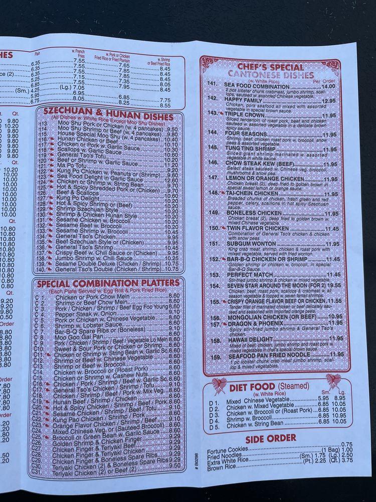 Menu at Bao's Chinese Kitchen restaurant, West Haven