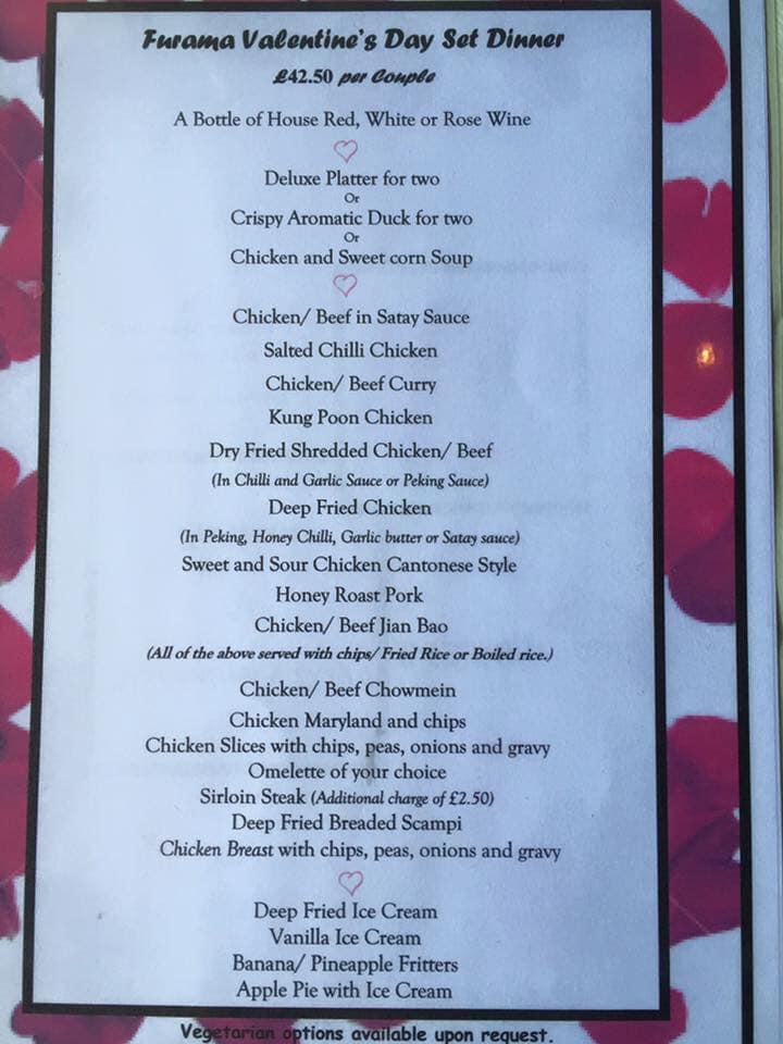 Menu at Furama Cantonese Restaurant, Antrim