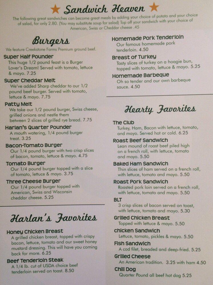 Menu at Harlan's Fine Foods restaurant, Davenport