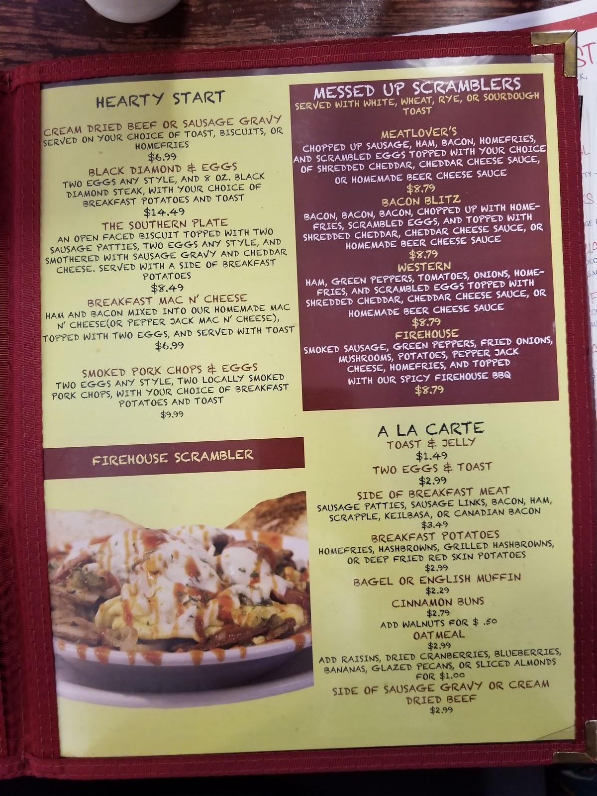 Menu at Harvest Moon restaurant, Williamsport