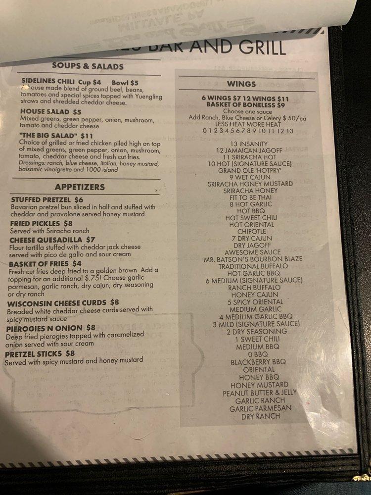 Menu at Sidelines Bar & Grill, Pittsburgh