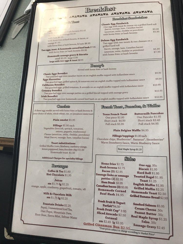 Menu at Triangle Diner restaurant, Saratoga Springs