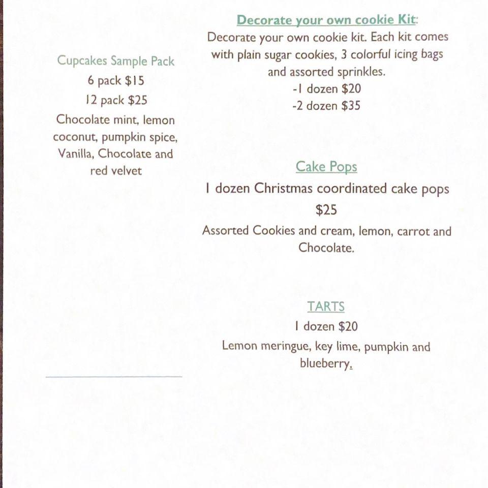 Menu at Triple L Cakes desserts, Edmonton