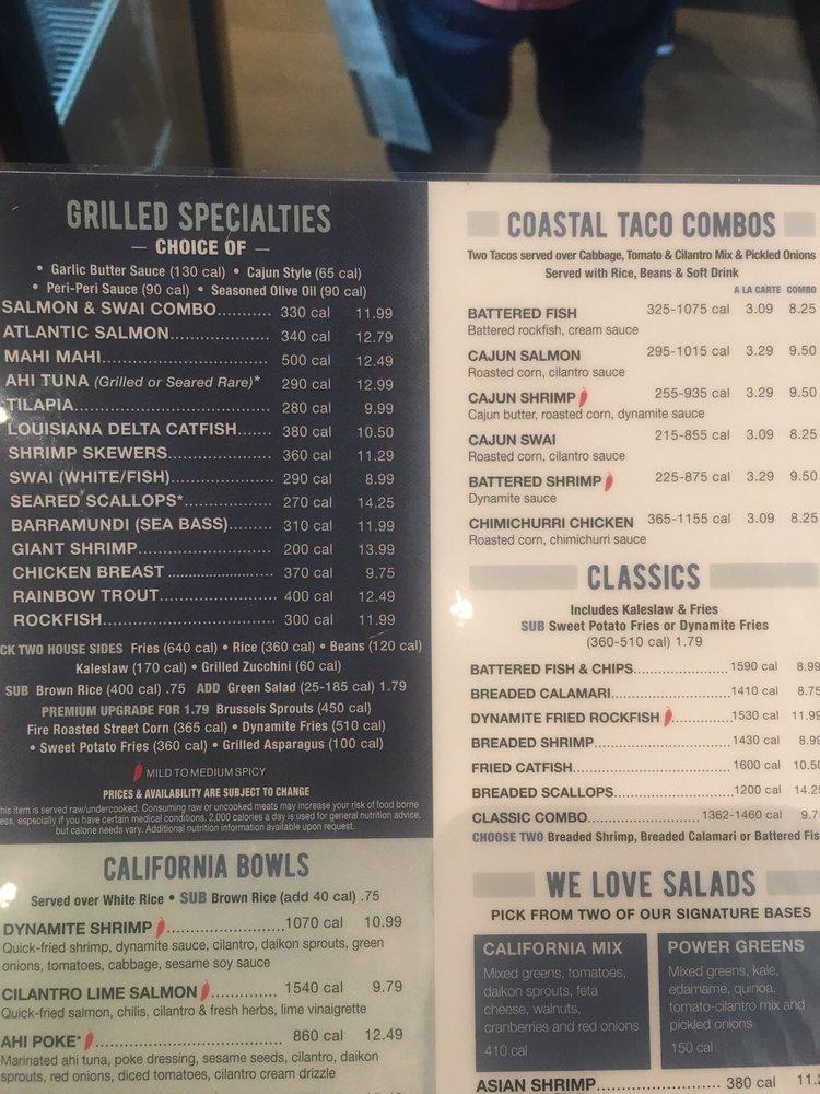 Menu at California Fish Grill restaurant, El Cajon, 120 Fletcher Pkwy