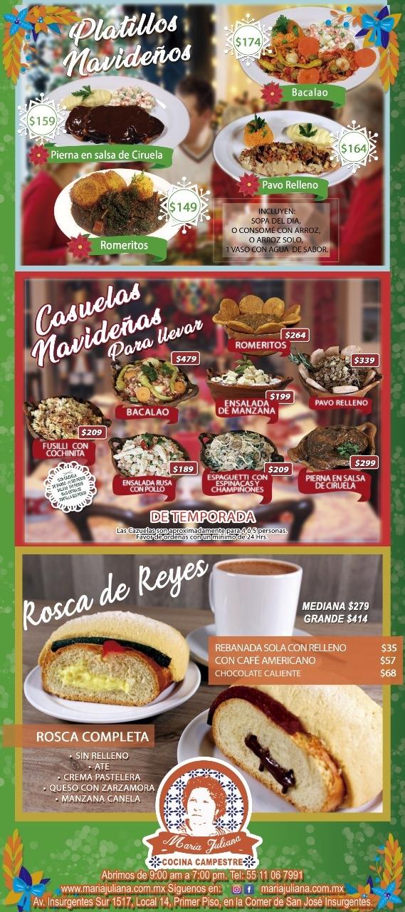 Menu at María Juliana Cocina Campestre restaurant, Ciudad López Mateos