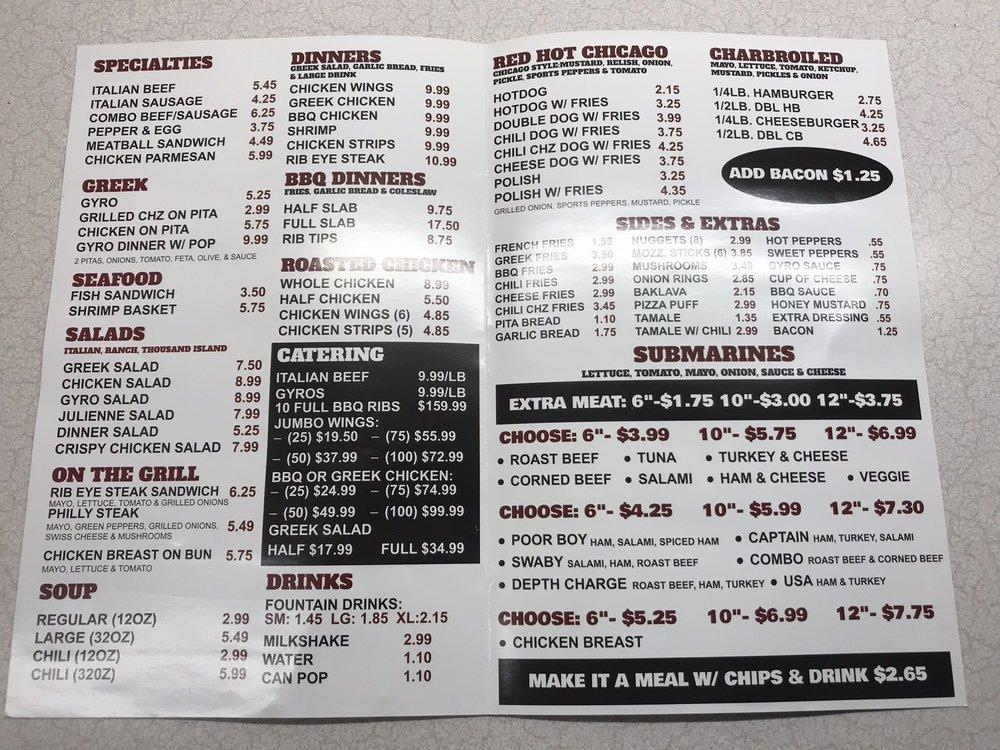 Menu at Poor Boy 2 fast food, Wheaton