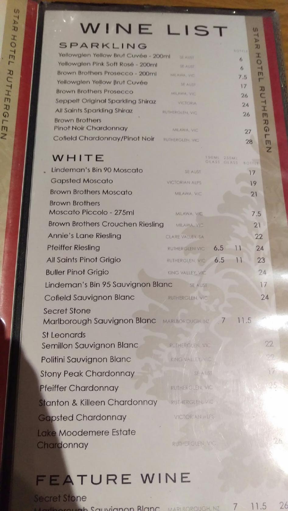 Menu at Rutherglen Eastern Palace Chinese restaurant, Rutherglen
