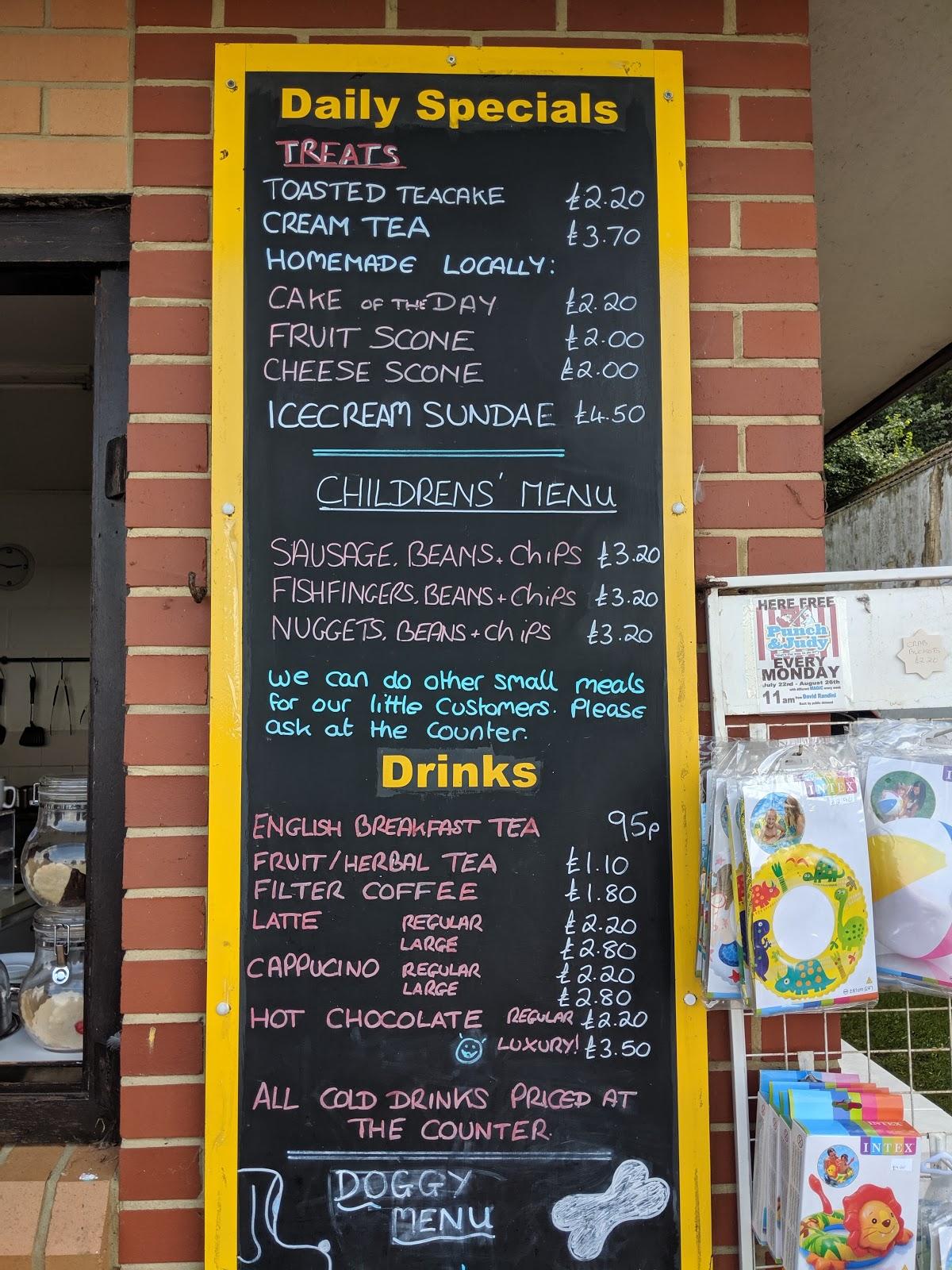 Menu at Shoreside Cafe, East Cowes
