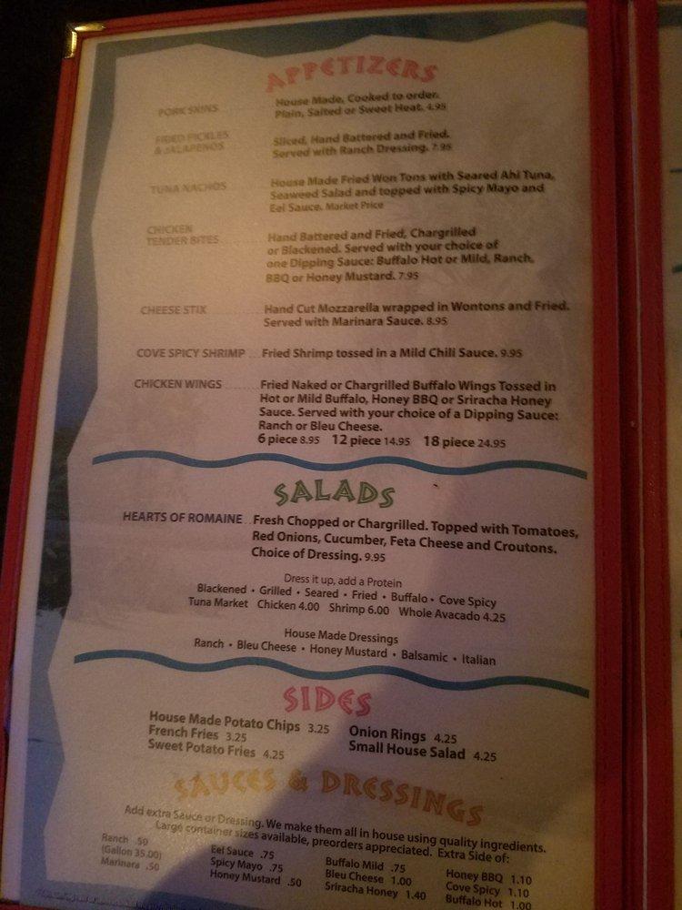 Menu at The Cove Bar and Grill, Gulf Shores